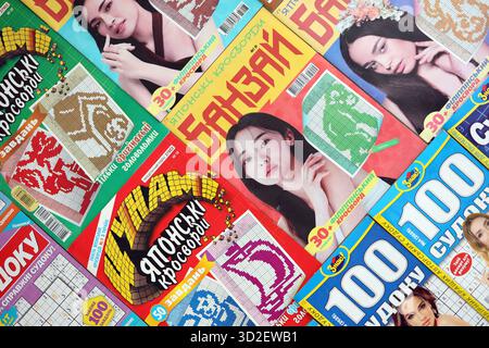 KYIV, UKRAINE - OCTOBER 18, 2025 Many magazines of japanese sudoku ...
