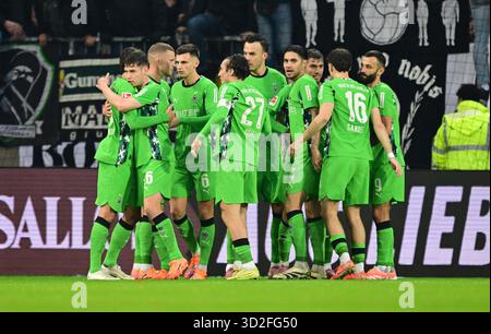 from left: Joe Scally, Franck Honorat (Gladbach) with scrapes on the ...