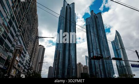 Busan cityscape showcasing modern skyscrapers, namhang bridge spanning ...