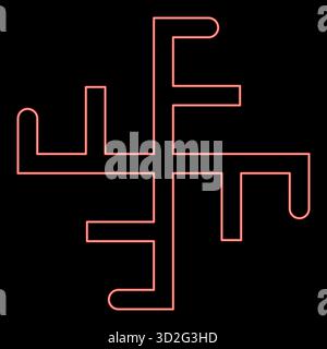 Sun crest symbol sign slavic pagan contour outline line icon black ...