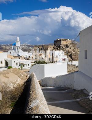 Santorini, Greece - October 8, 2025 - Bell towers of Sainte Anne Church ...
