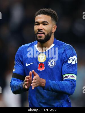 Reece James #24 of Chelsea full of smiles during the pre-game warmup ...