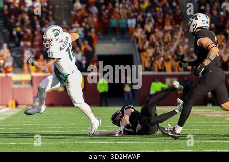 Michigan State quarterback Alessio Milivojevic looks to pass during the ...