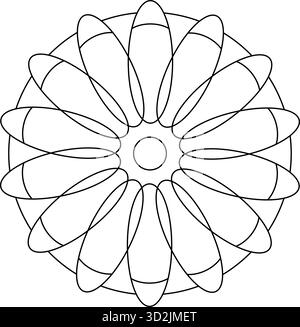 Simple mandala line art illustration. Black and white coloring book ...