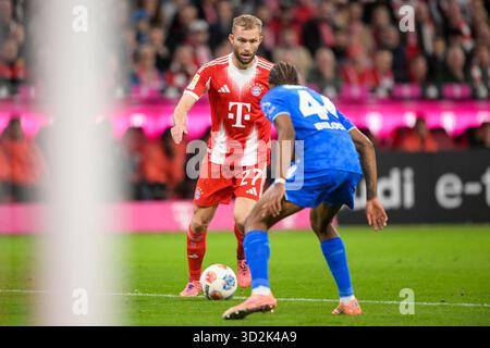 from left Konrad Laimer (Bayern), Matheus Reis Munich, December 9, 2025 ...