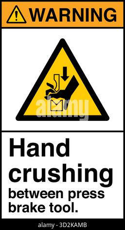 The "Safety Sign: Hand Crushing Between Press Brake Tool" warns ...