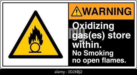 The "Safety Sign: Oxidizing Gas – Store Within, No Smoking, No Open ...