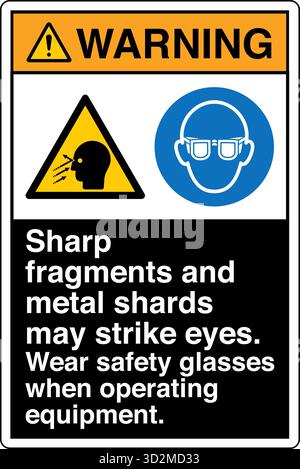 Eye Protection Required In This Area on white background Stock Vector ...