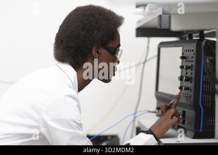 Research and development of electronic devices by color black woman ...