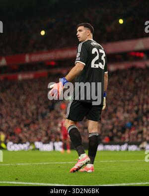 Emiliano Martínez #1 of Aston Villa during the pre-game warmup before ...
