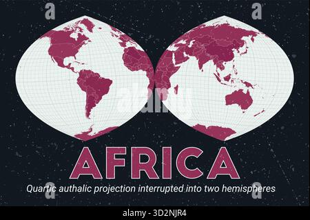 Map of the World. Quartic authalic projection interrupted into two ...