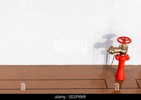 Red Fire Brigade Water Tap on Ship Deck – Fire Safety Equipment ...