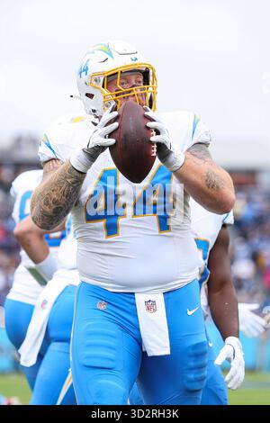 Los Angeles Chargers fullback Scott Matlock comes onto the field for a ...