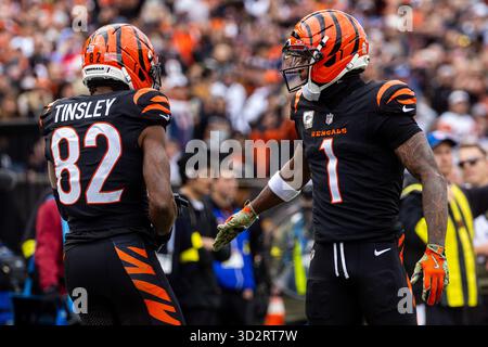 Cincinnati Bengals wide receiver Mitchell Tinsley (82) catches a pass ...