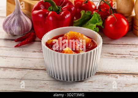 Hungarian lecho with paprika bell pepper and tomato Stock Photo - Alamy