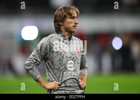 AC Milan's Luka Modric reacts during the Serie A soccer match between ...