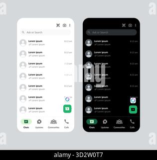 Messaging app design, user interface. SMS text frame. Conversation chat ...