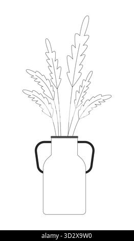 Rustic arrangement with dried wheat stalks and cup in sketch Stock ...