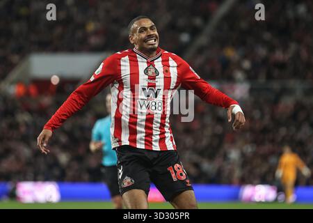 Wilson Isidor of Sunderland reacts after a missed shot on goal during the Premier League match ...