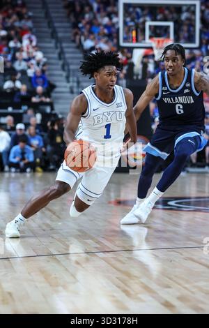 BYU guard Robert Wright III warms up before an NCAA basketball game ...