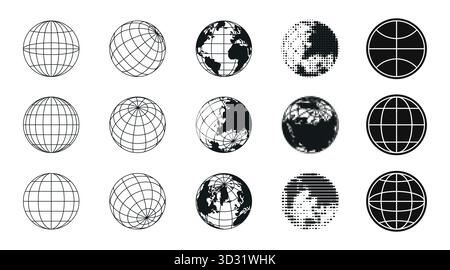 Y2k Wireframe Earth Logo Stock Vector Image & Art - Alamy
