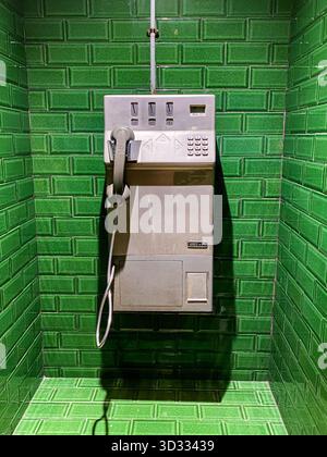 Vintage European Coin-Operated Payphone in Public Booth. 19 October ...