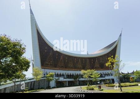 Aerial view of West Sumatra Grand Mosque. With modern architecture with ...