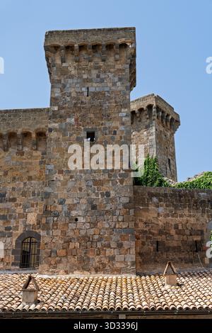 Italy, Lazio, Bolsena, Towers of Rocca Monaldeschi della Cervara castle ...