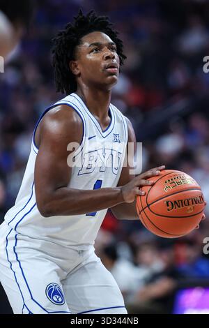 BYU guard Robert Wright III warms up before an NCAA basketball game ...