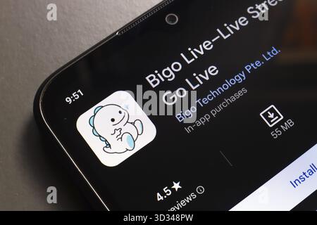 In this photo illustration, the Bigo Live logo is displayed on a ...