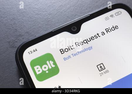 In this photo illustration, the Bolt logo is displayed on a smartphone ...