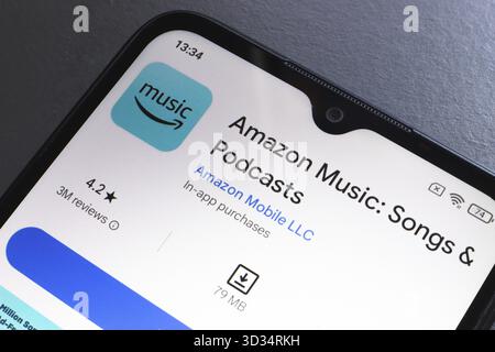 In this photo illustration, the Amazon Music logo is displayed on a ...