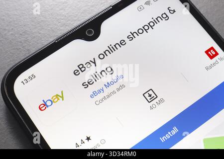 In this photo illustration a Ebay logo seen displayed on a smartphone ...