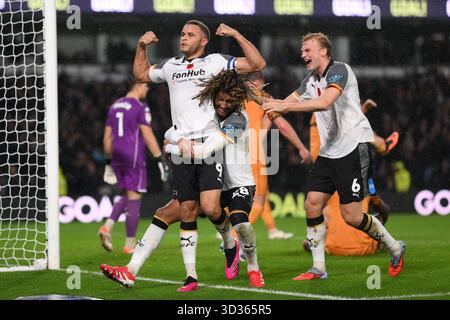 Derby County's Sondre Langas celebrates scoring their side's second ...