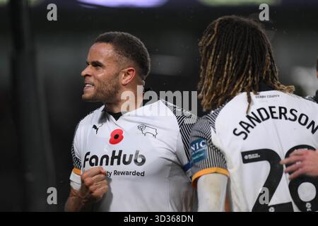 Dion Sanderson of Derby County celebrates his goal in the 36th minute 1 ...