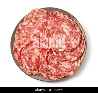 Top view of sliced Spanish dry-cured gammon and sausages Stock Photo ...