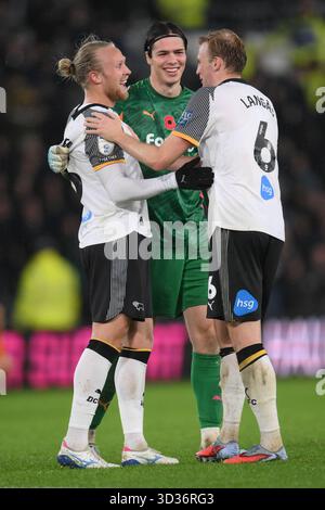 Sondre Langas of Derby County celebrates his goal in the 54th minute 2 ...