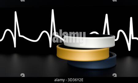 3d illustration of smart ring and heart rate, showing modern technology ...