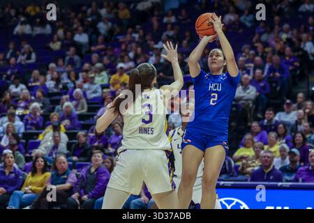 LSU guard Bella Hines (3) during pregame in a NCAA college basketball ...