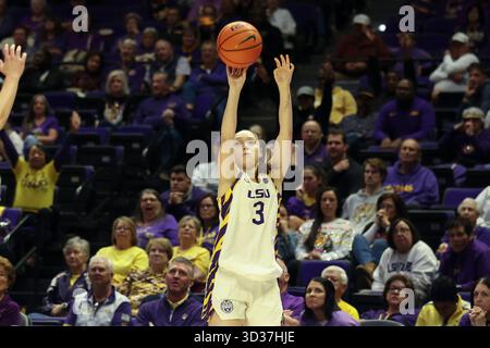 LSU guard Bella Hines (3) shoots in the second half of a NCAA college ...