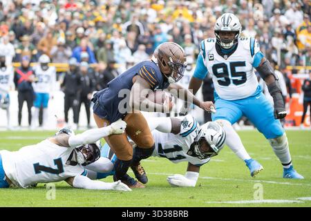 Carolina Panthers defensive end Derrick Brown (95) goes to the locker ...