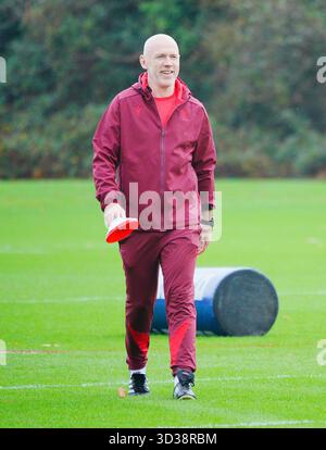Steve Tandy, the head coach of the Wales rugby team looks on before the ...