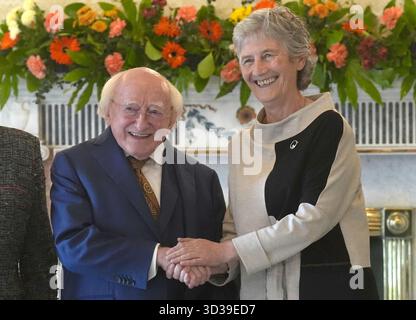 President Catherine Connolly and her husband Brian McEnery on the grounds of Aras an Uachtarain ...