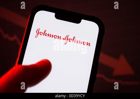 In this photo illustration, the Johnson & Johnson logo seen displayed ...