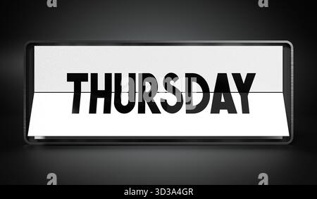 Thursday - table calendar - 3D illustration Stock Photo - Alamy