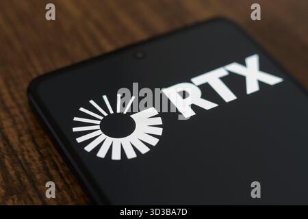 In this photo illustration, the RTX Corporation, formerly Raytheon ...