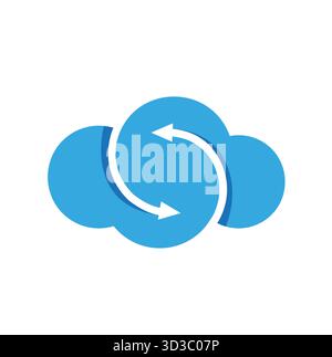 3D Synchronization Icon Isolated. Render Sync Sign in Round Shape. Cloud Computing or Refresh ...