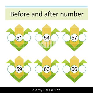 Educational games for kids. Before and after number Stock Vector Image ...