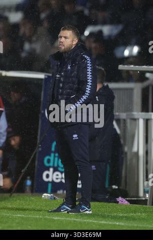 Hartlepool United manager Nicky Featherstone during the The Enterprise ...
