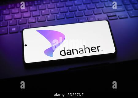 In this photo illustration, Danaher Corporation logo seen displayed on ...